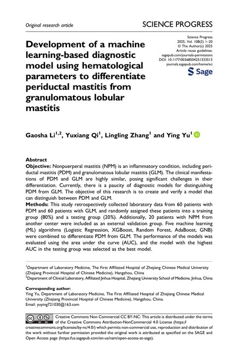 Pdf Development Of A Machine Learning Based Diagnostic Model Using