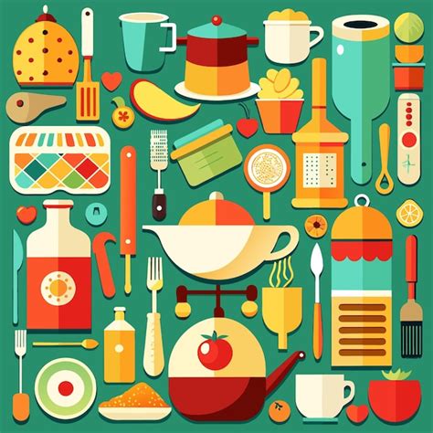 Premium Vector Kitchen Elements Pattern