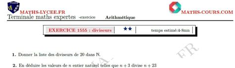 MATHS LYCEE FR exercice corrigé chapitre Arithmétique