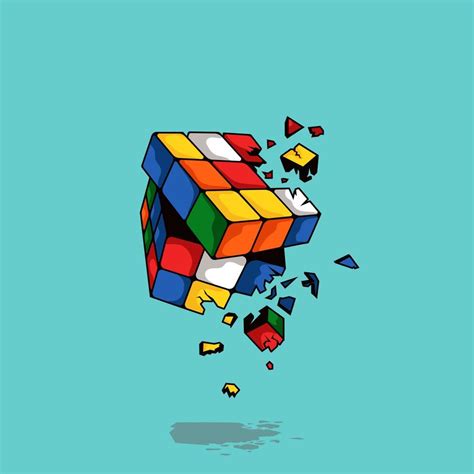Linda Ilustración De Cubo Roto Un Concepto En Vector De Dibujos