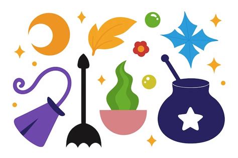 Premium Vector Bewitched Elements Set Magical Vector Illustration