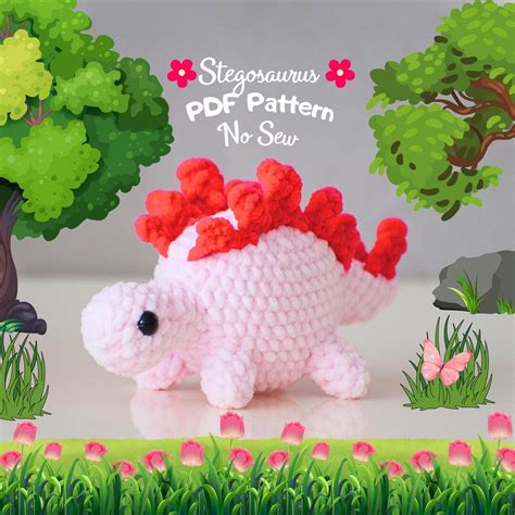 No Sew Stegosaurus Crochet Pattern Amigurumi Dinosaur Pdf Pattern Etsy