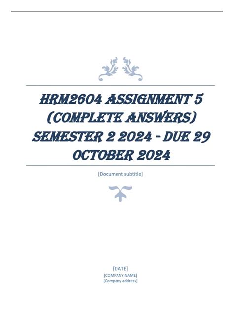 Hrm2604 Assignment 5 Complete Answers Semester 2 2024 Due 29