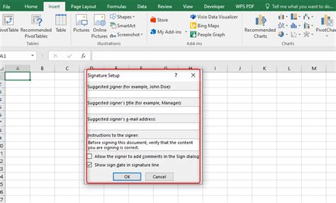 how to add signature into excel basic excel tutorial