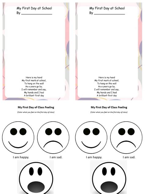 First Day Class Emotions Coloring Pdf