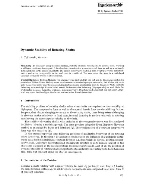 PDF Dynamic Stability Of Rotating Shafts