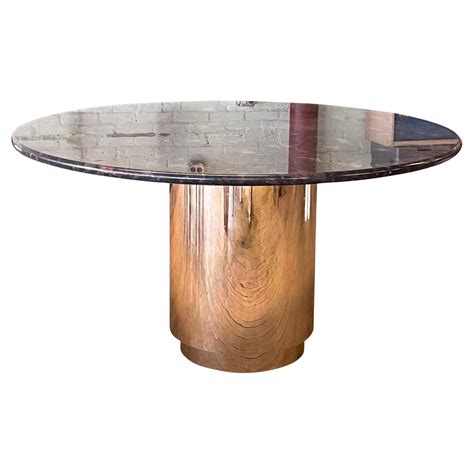 Round Granite Dining Table With Cylindrical Brass Base 52 For Sale At