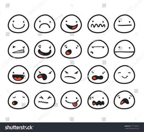 Set Cute Smiley Faces Different Expressions Stock Vector Royalty Free