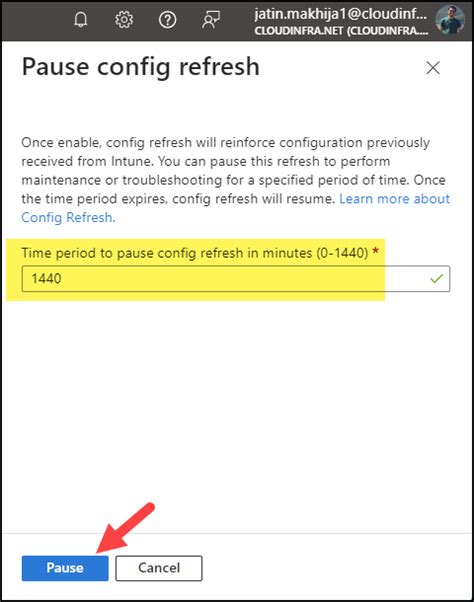Enable Pause Config Refresh Via Intune