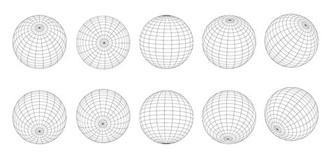 Premium Vector Globe Grid Spheres Striped 3d Wireframe Spheres Geometry Globe Grid Earth Line