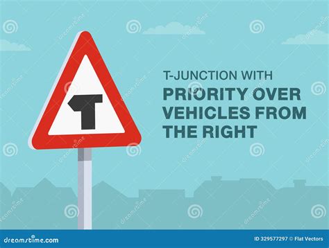 Close Up Of A British T Junction With Priority Over Vehicles From The