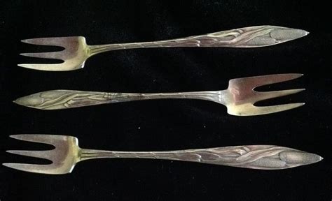 3 No 19 By Towle Sterling Silver Seafood Cocktail Forks Cattails