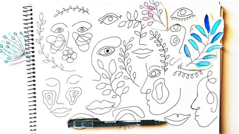 How To Draw Abstract Line Art Easy Face Drawing Ideas Youtube