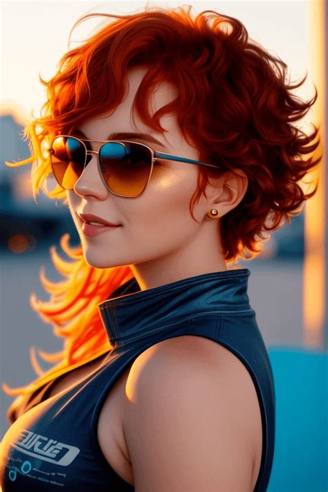Super Cute Happy Redhead Short Messy Hair Curly Woman Rfotoai
