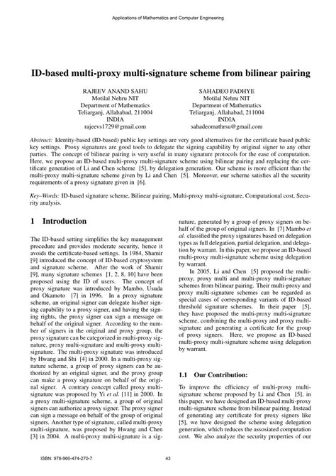 Pdf Id Based Multi Proxy Multi Signature Scheme From Bilinear Pairing