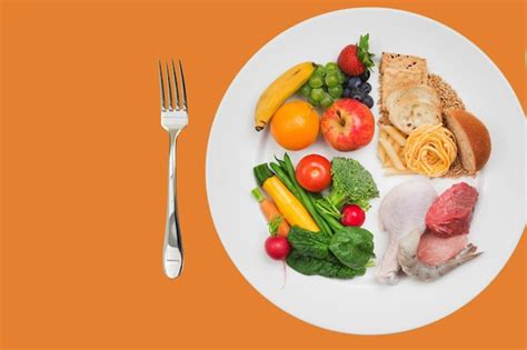 Premium Photo Healthy Food And Plate Of Usda Balanced Diet Recommendation