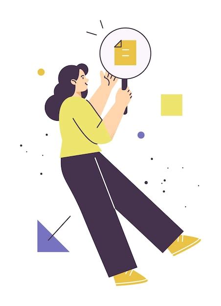 Premium Vector Woman Analyzing Document Through Magnifying Glass