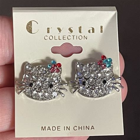Jewelry Hello Kitty Crystal Stainless Steel Earrings Poshmark