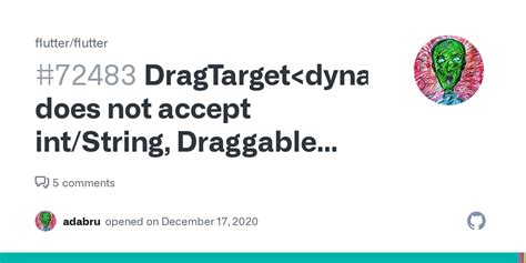 Dragtarget Does Not Accept Intstring Draggable Fails · Issue 72483
