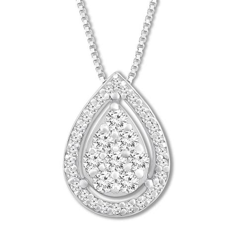 Diamond Teardrop Necklace 14 Ct Tw Round Cut 10k White Gold 18 Kay