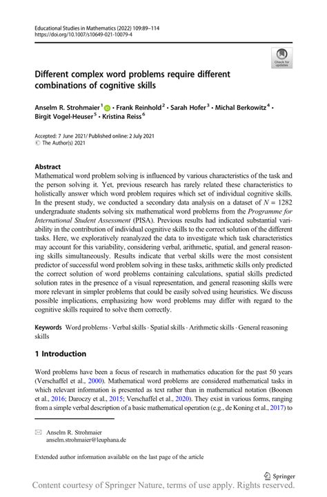 Pdf Different Complex Word Problems Require Different Combinations Of