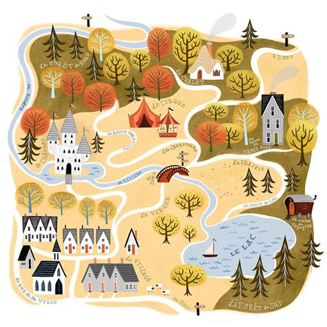 Illustrated Map Art By Jacqui Langeland Whimsical Map Design