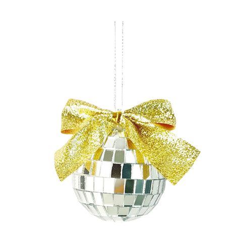 Mirror Disco Ball Mini Disco Ball With Ribbon Bow For Disco Party