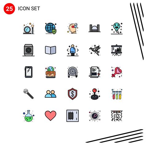 25 Universal Filled Line Flat Color Signs Symbols Of River Harbor Secure Cross Medicine Editable