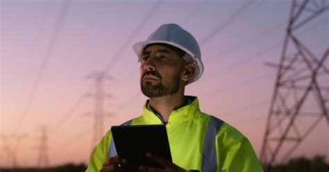 검사 품질 보증 및 에너지 공급을 위한 디지털 프로토콜에 대한 생각을 위한 전력선을 사용하는 사람 태블릿 및 엔지니어 변전소에