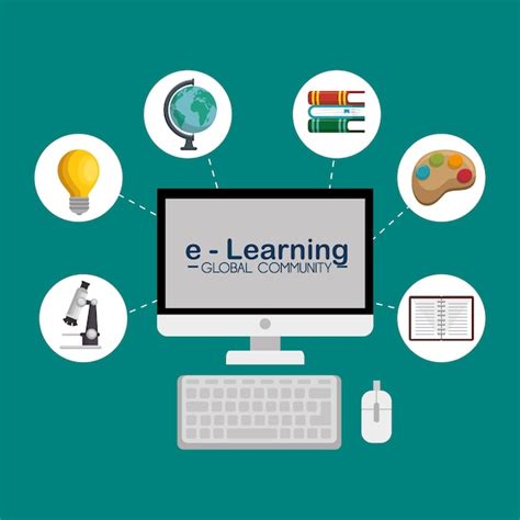 Premium Vector E Learning Global Community Concept