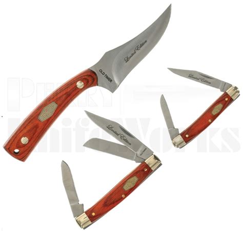 Old Timer 3 Piece Knife Combo Sharpfinger Set Rosewood Limited Ed