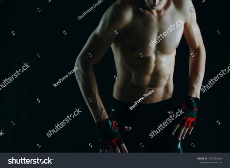 Muscled Male Athletes Naked Muscular Body Foto De Stock 1307554201