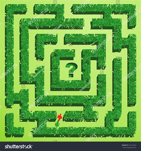 Green Grass Maze On Green Background Stock Vector Illustration