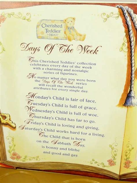 Heidi´s Cherished Teddies Galerie Days Of The Week Display Display
