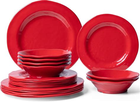 Lehaha Red Melamine Dinnerware Sets 18 Piece Melamine