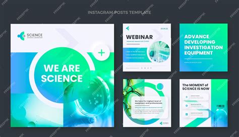 Premium Vector Flat Design Science Instagram Posts Template
