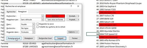Comment remplacer automatiquement des données mots lettres nombres sur Excel Excel formation