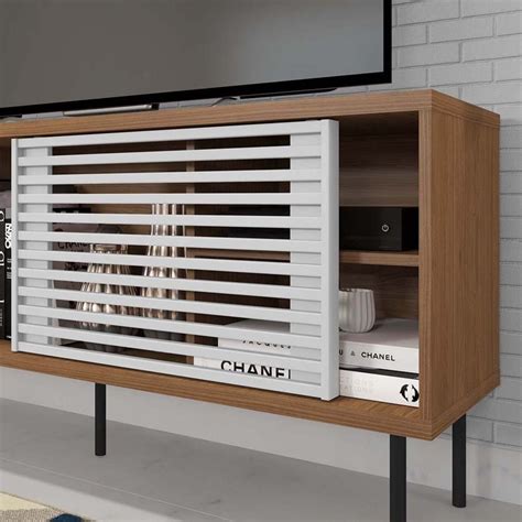 Rack Para Tv Até 55 Polegadas Industrial 136cm Em Bp Porta Ripada