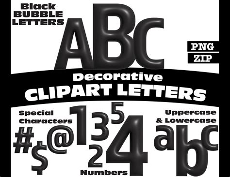 Black Bubble Clipart Letters Png Digital Download Complete Alphanumeric Set Etsy Canada