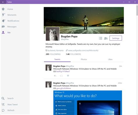 windows 10 pcs and mobile phones receive twitter app update softpedia