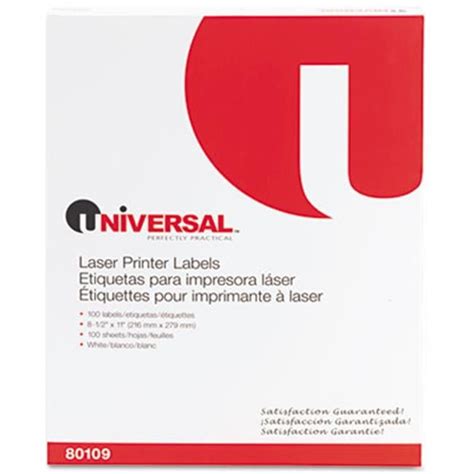 Universal Laser Printer Permanent Labels White 100 Box