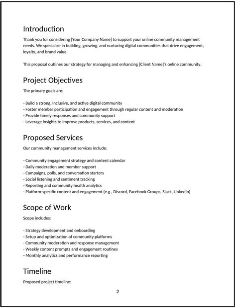 Online Community Management Proposal Free Template