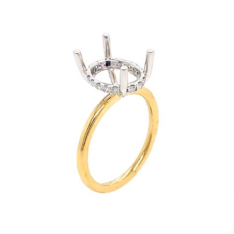 18k Two Tone Gold Semi Mount Ring Pink Diamond