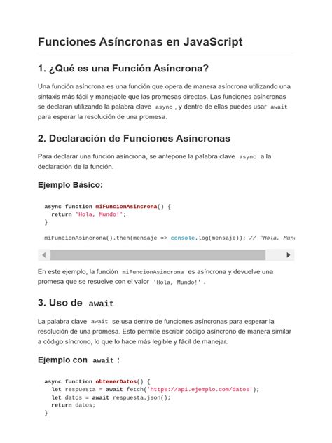 Funciones Asíncronas En Javascript Pdf Json Script Java