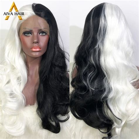 Drag Queen Synthetic Lace Front Wig Aiva Half Blac Vicedeal