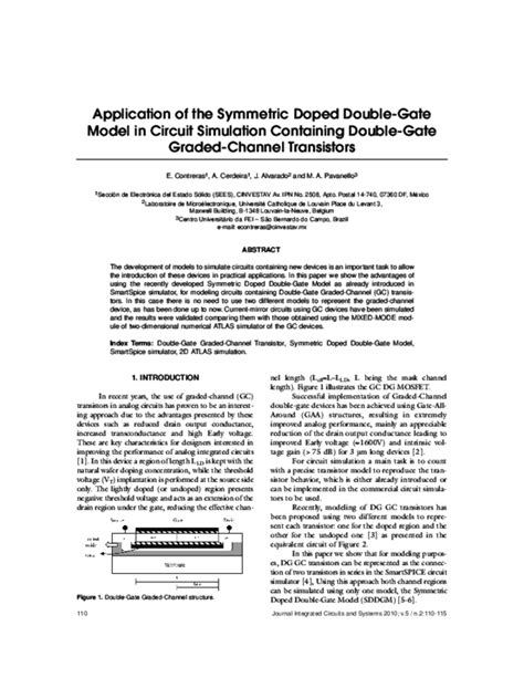 Pdf Application Of The Symmetric Doped Double Gate Model In Circuit Simulation Containing