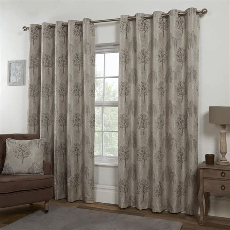 Orchard Patterned Eyelet Curtains Silver Lewiss