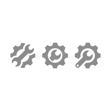 Gear With Spanner Or Wrench Filled Vector Icon Set Stock Illustration Illustration Of Settings