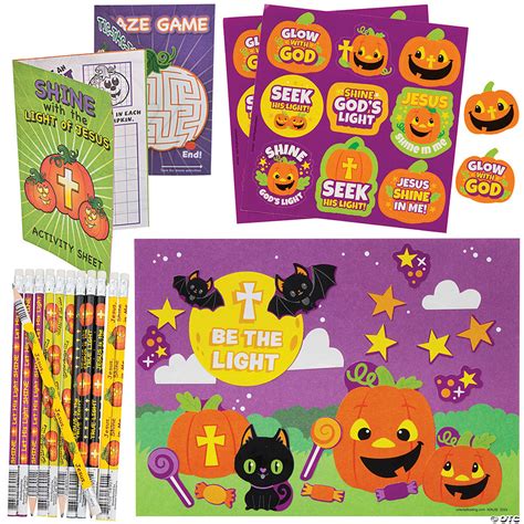 122 Pc Religious Halloween Pumpkin Stationery Handout Kit For 24
