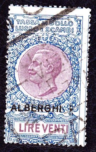 Cultura Filatelica Tassa Di Bollo Lusso E Scambi Da 20 Lire Azzurro E Violetto Soprastampato
